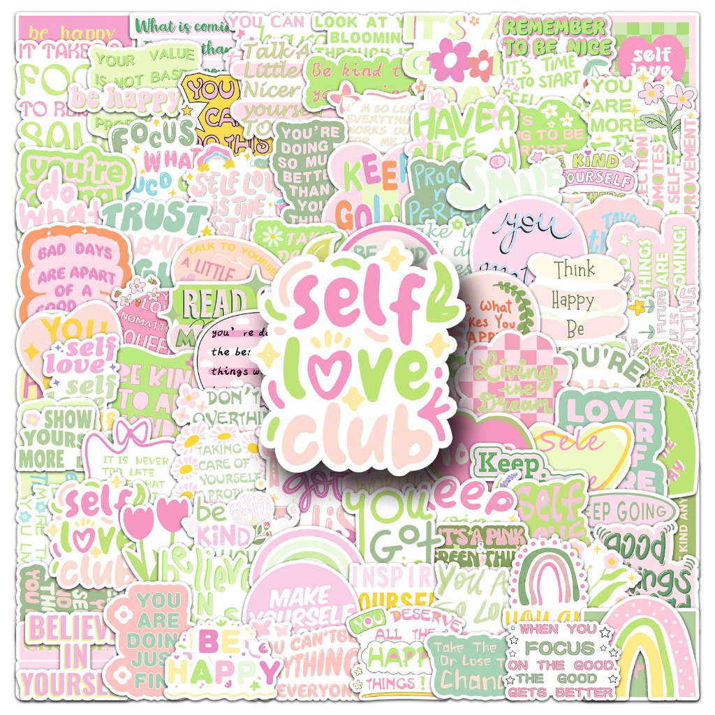 100Piece Pink Green Inspirational English Slogan Stickers For Phone ...