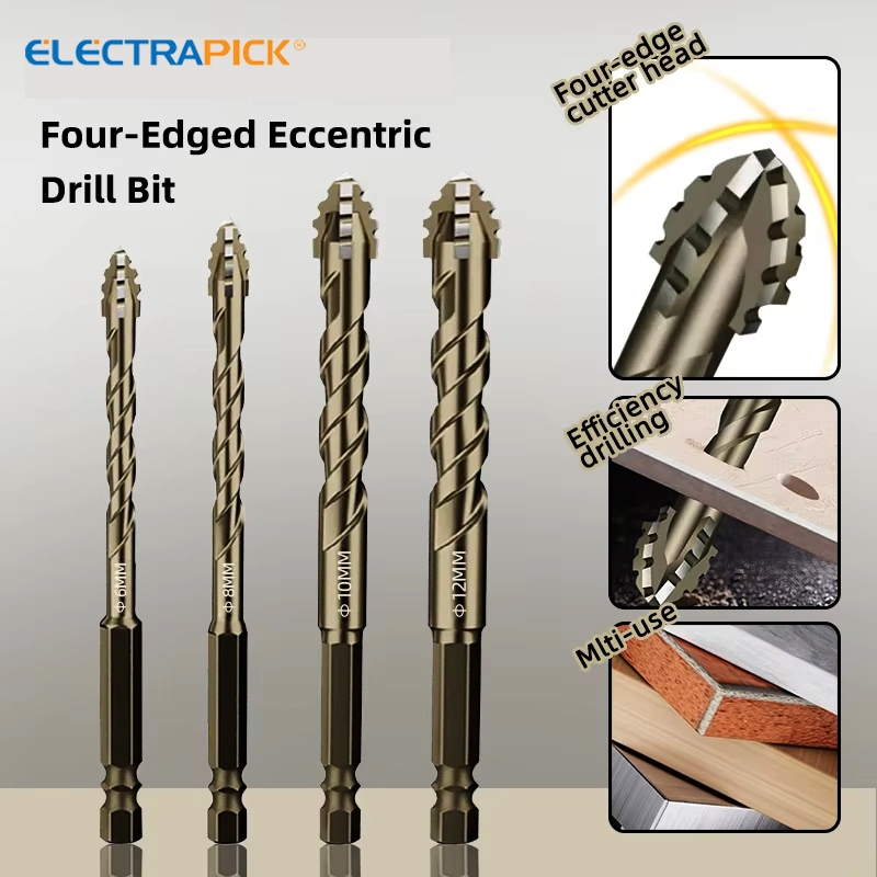 Hex Masonry Eccentric Drill Bit Set Four-Edge Serrated Drill Bits 1/4 ...