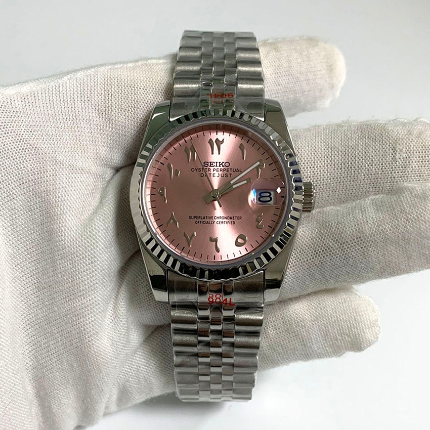 36mm/39mm New Modified Watch Stainless Steel Sapphire Glass Watch Pink ...