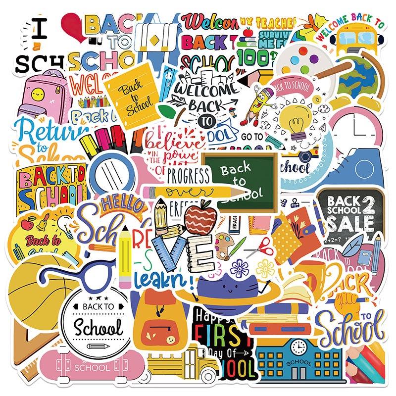 Cute Back to School Stickers for Kids, 50PCS School Teacher Reward ...