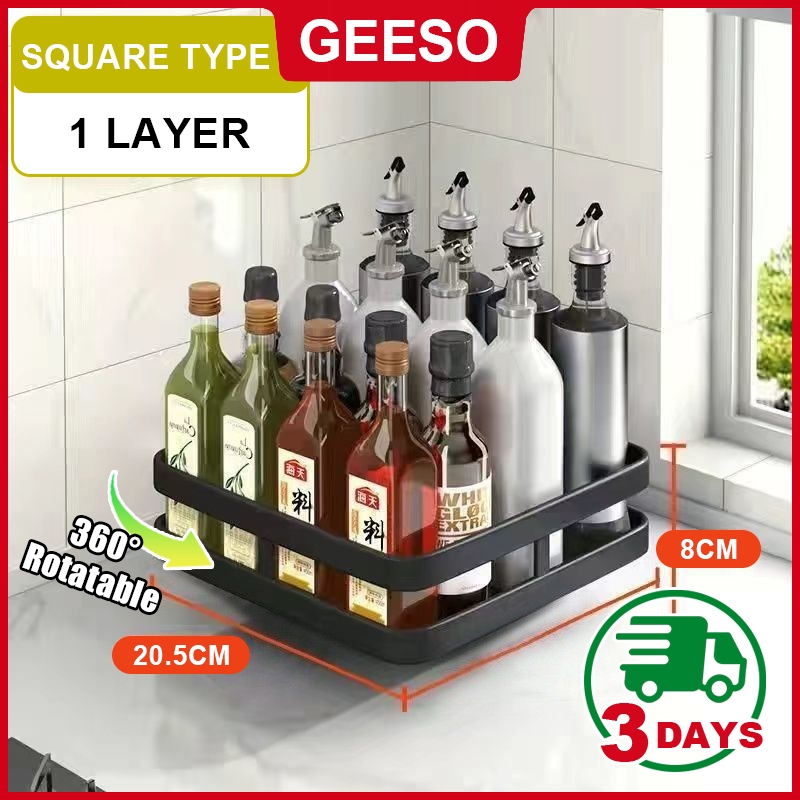 GEESO 360° Rotatable Kitchen Rack Seasoning Rack Condiment Rack Spice ...