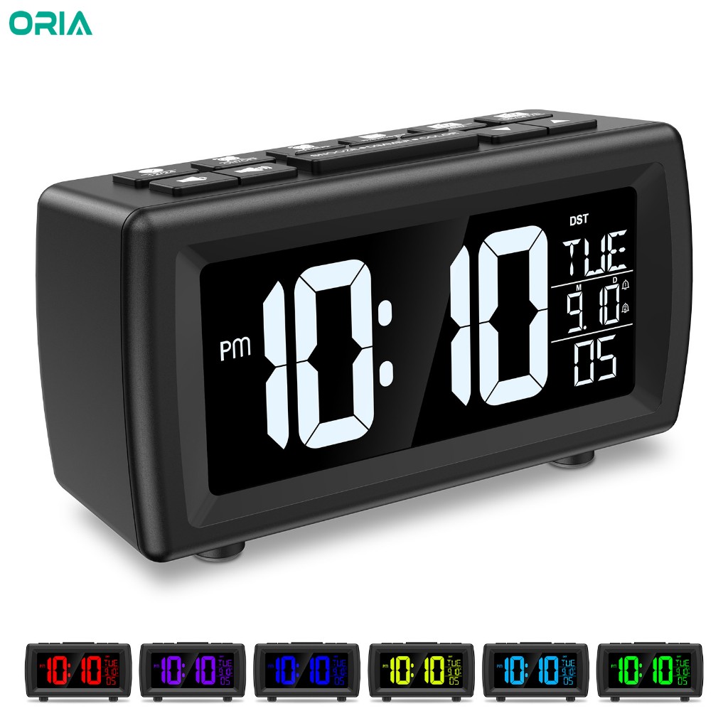 ORIA USB/Battery Powered Digital Alarm Clock Adjustable Brightness ...