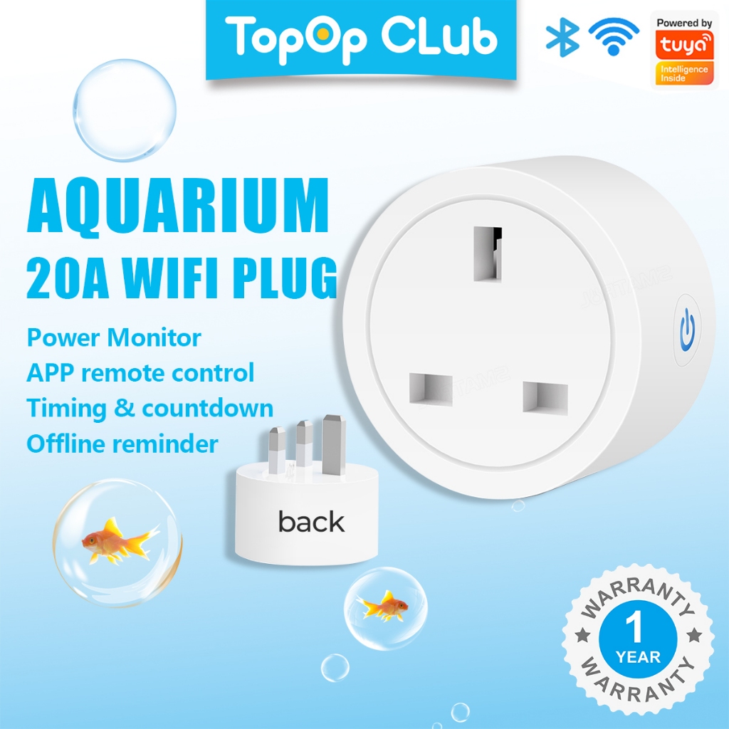 TOPOP Tuya WiFi Smart Plug Aquarium Light Wireless Remote Voice Control Power Monitor Timer ...