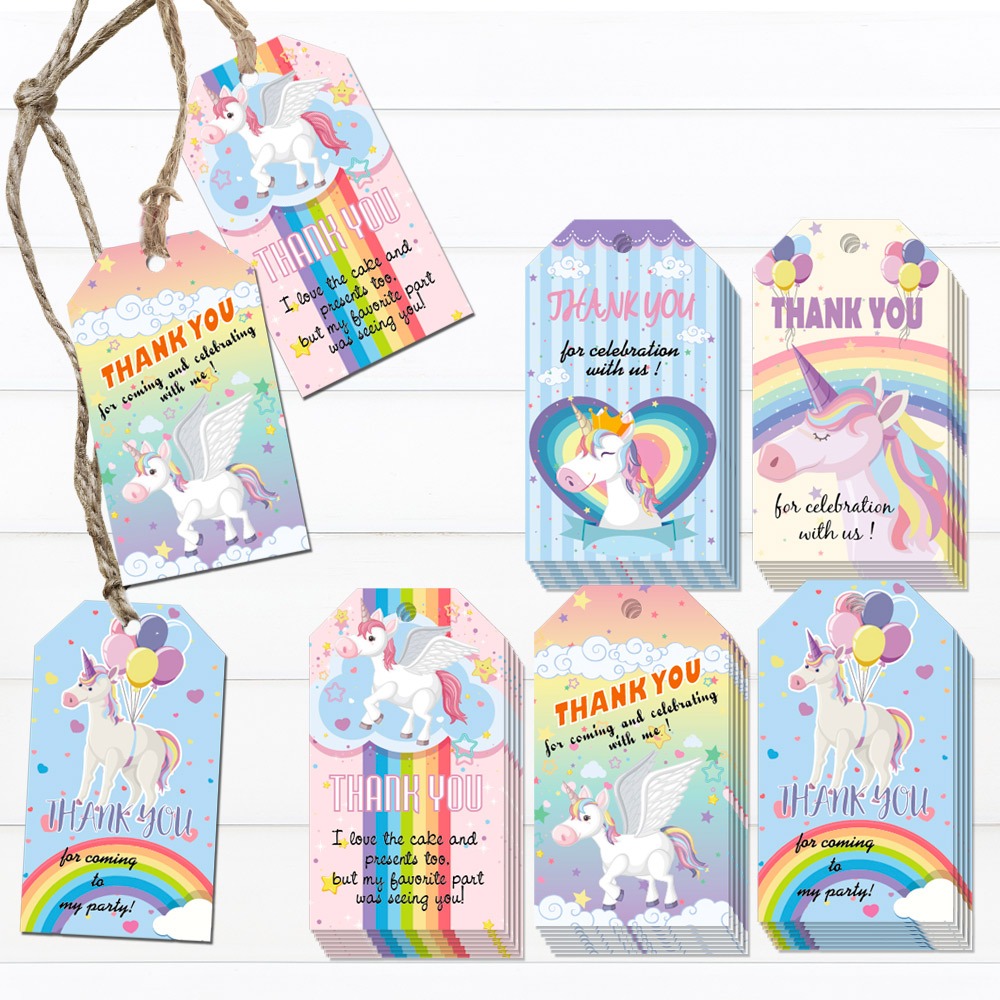 50Pcs, Unicorn Birthday Gift Tags Wrapping Tags for Gifts, Birthday ...