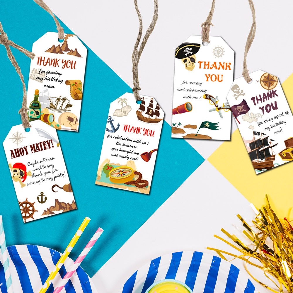 50Pcs, Pirate Theme Birthday Gift Tags Wrapping Tags for Gifts ...