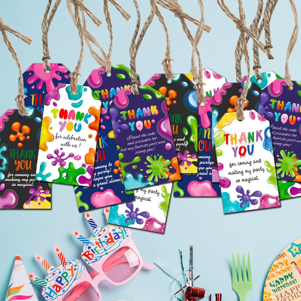 50Pcs, Slime Birthday Gift Tags Wrapping Tags for Gifts, Birthday Thank ...