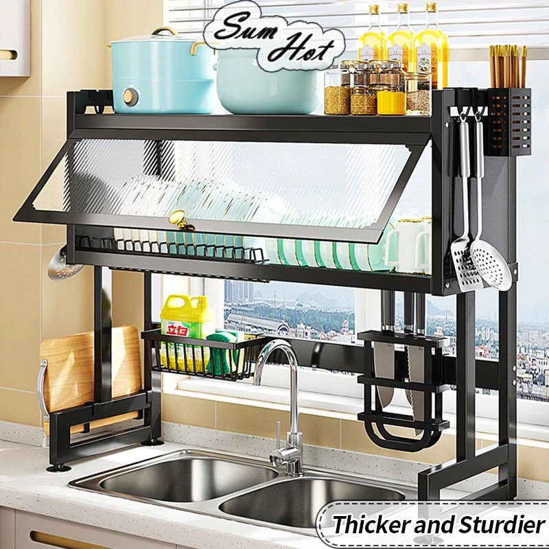 65-125cm Kitchen Rack Dish Rack Rak Dapur Rak Pinggan Stainless Steel ...
