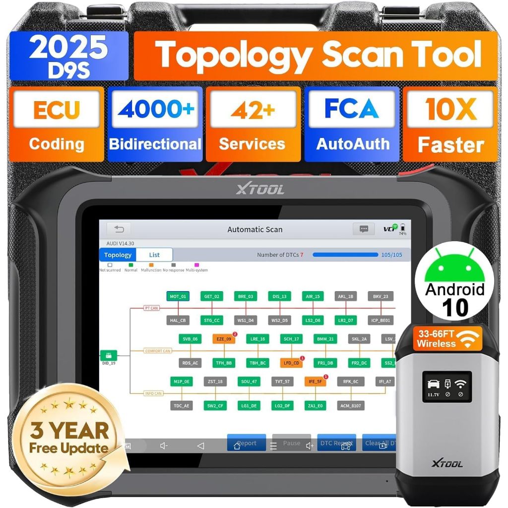 XTOOL D9S OE-Level Obd2 Bluetooth Obd2 Scanner with FCA Autoauth Car ...