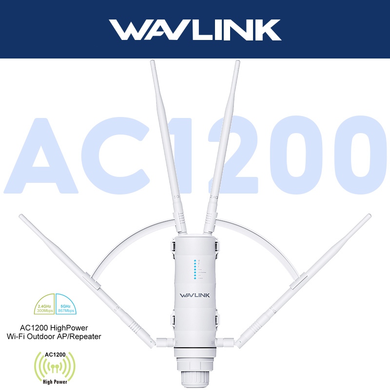WAVLINK AC1200 Wireless Outdoor Antenna Router Dual Band WiFi Range ...