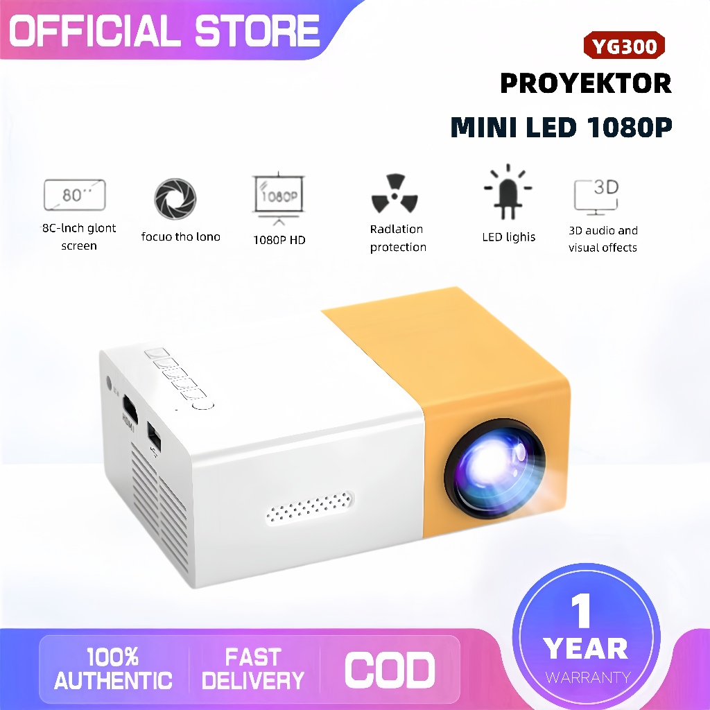 Mini Proyektor LED YG300 / YG-300 / YG 300 LCD Portable Projector Home ...