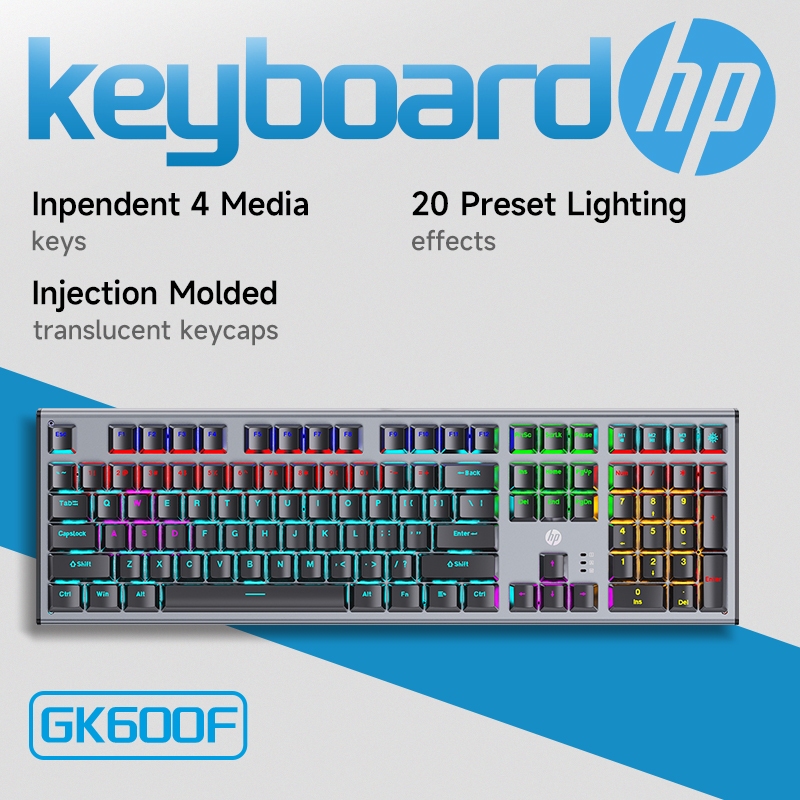 HP Wired Gaming Mechanical Keyboard Inpendent 4 Media Keys Injection ...