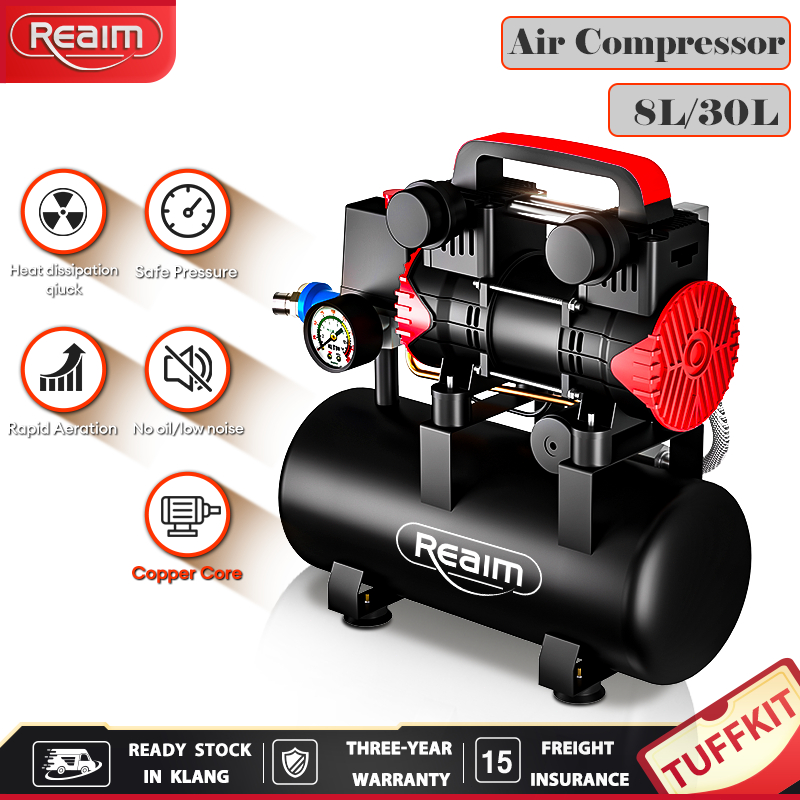 8L/30L Air Compressor Angin Oil Free Air Compressor Portable Heavy Duty ...