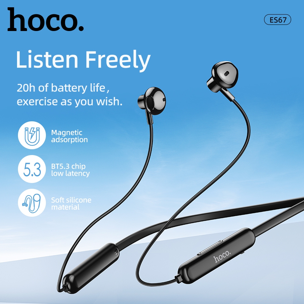 HOCO ES67 Neckband Earphones Wireless Bluetooth 5.3 Magnetic Adsorption ...