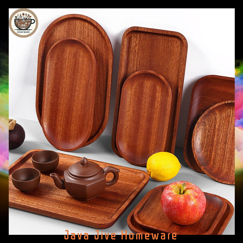 #6007 Pinggan Snek Kayu, Pinggan Kecil Bulat Kayu, Alas Cawan Mug, Alas ...