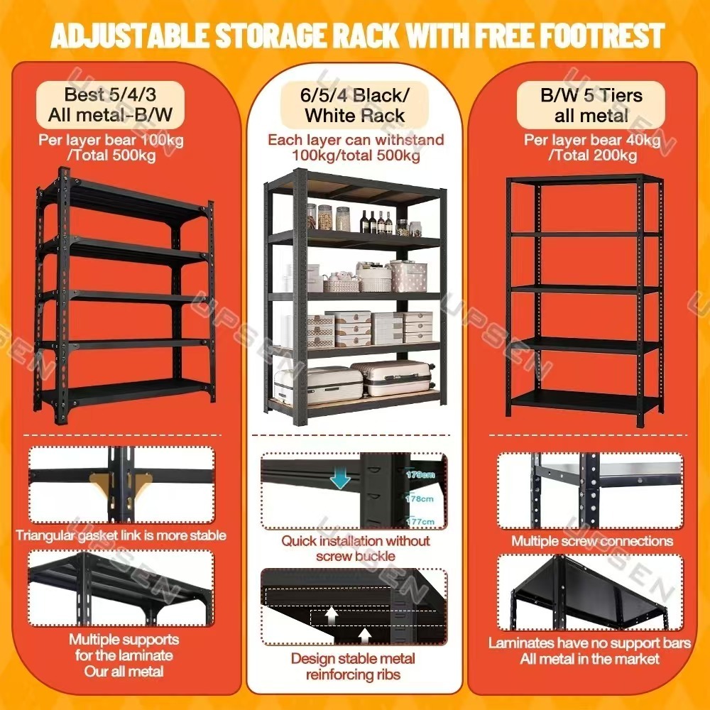 UPSEN 5 tier 100*40*180cm metal rack heavy duty metal rack Boltless ...