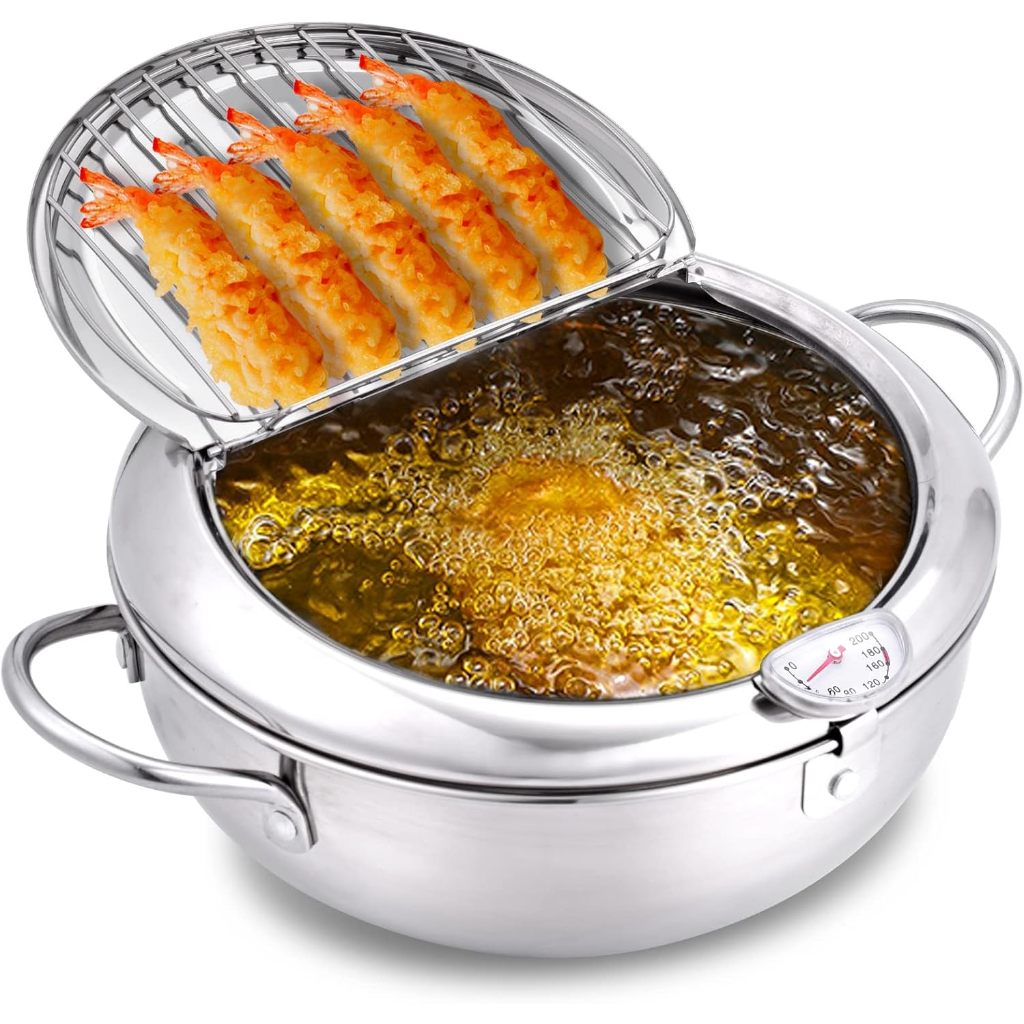 Deep Fryer Pot, 304 Stainless Steel Japanese Frying Pot with Oil Drain ...