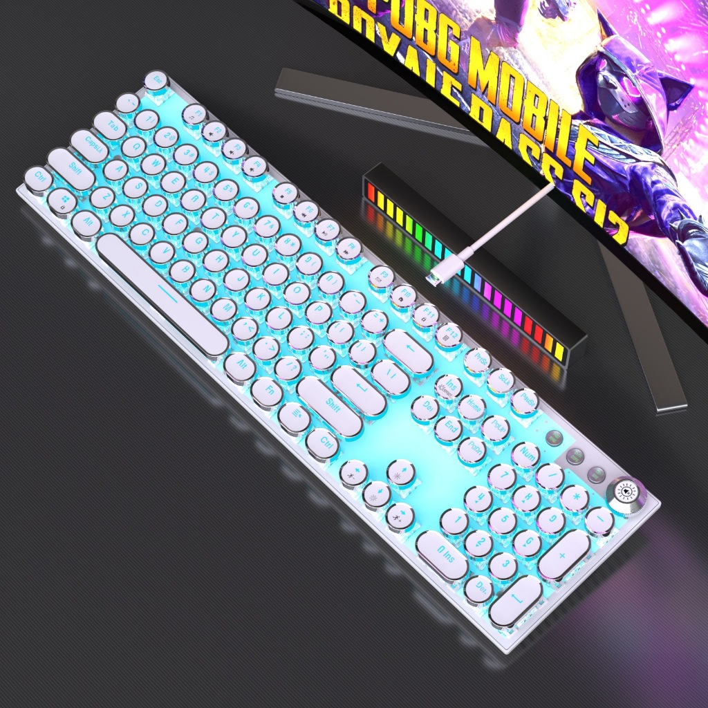 Mechanical Keyboard Retro Punk Keyboard Electroplating Knob Luminous ...