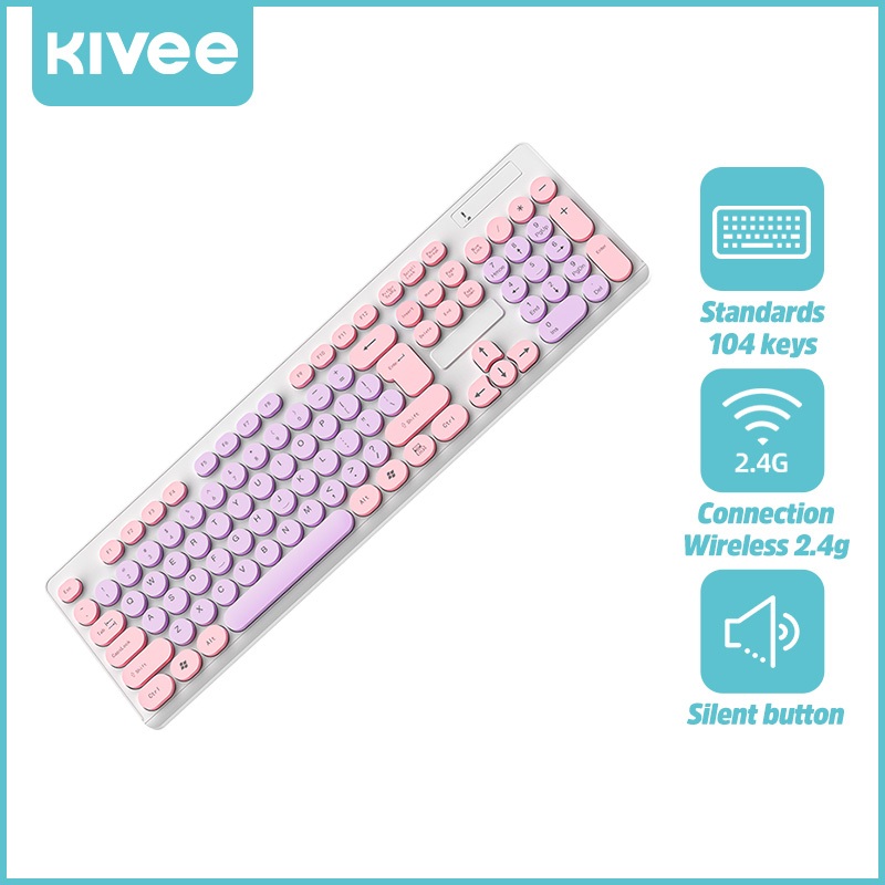 KIVEE Wireless Keyboard 2.4G USB Portable Office Gaming keyboards ...