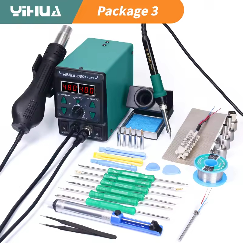 YIHUA 8786D-I Soldering Iron Hot Air Station BGA Rework Station Phone Repair SMD Solder Tool ...