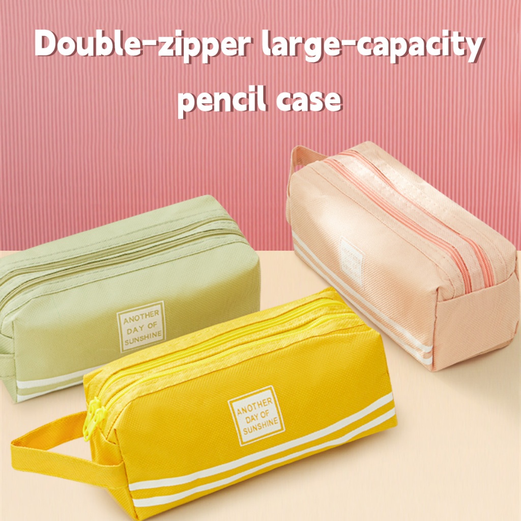 Portable canvas Pencil case Large-capacity Pencil Box storage kotak ...