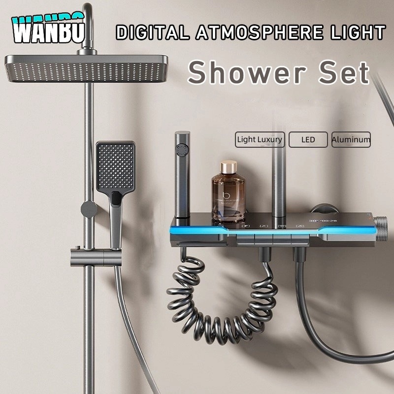 Digital Display Shower Set Piano Key 4 Function Bathroom Water Outlet ...