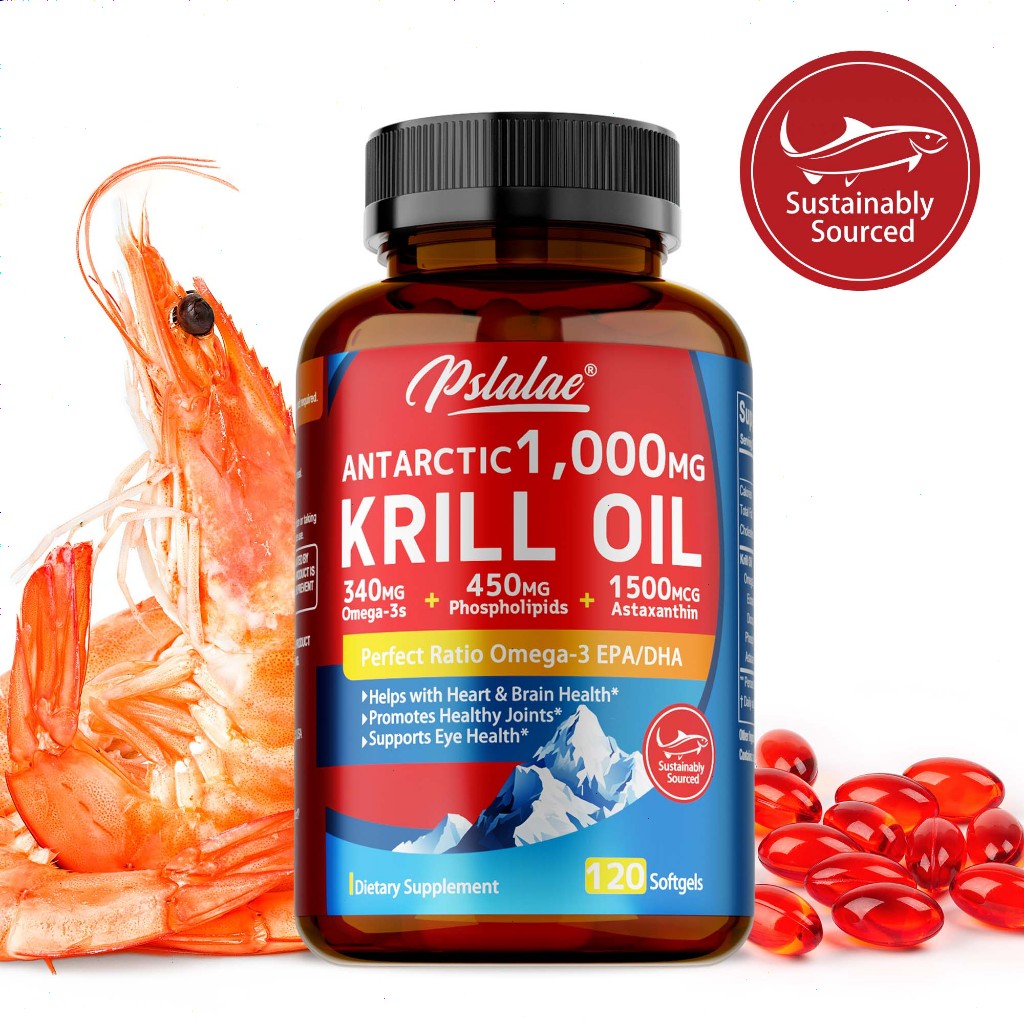 Antarctic Krill Oil, 1000mg capsule, 340MG Omega-3s+450MG ...