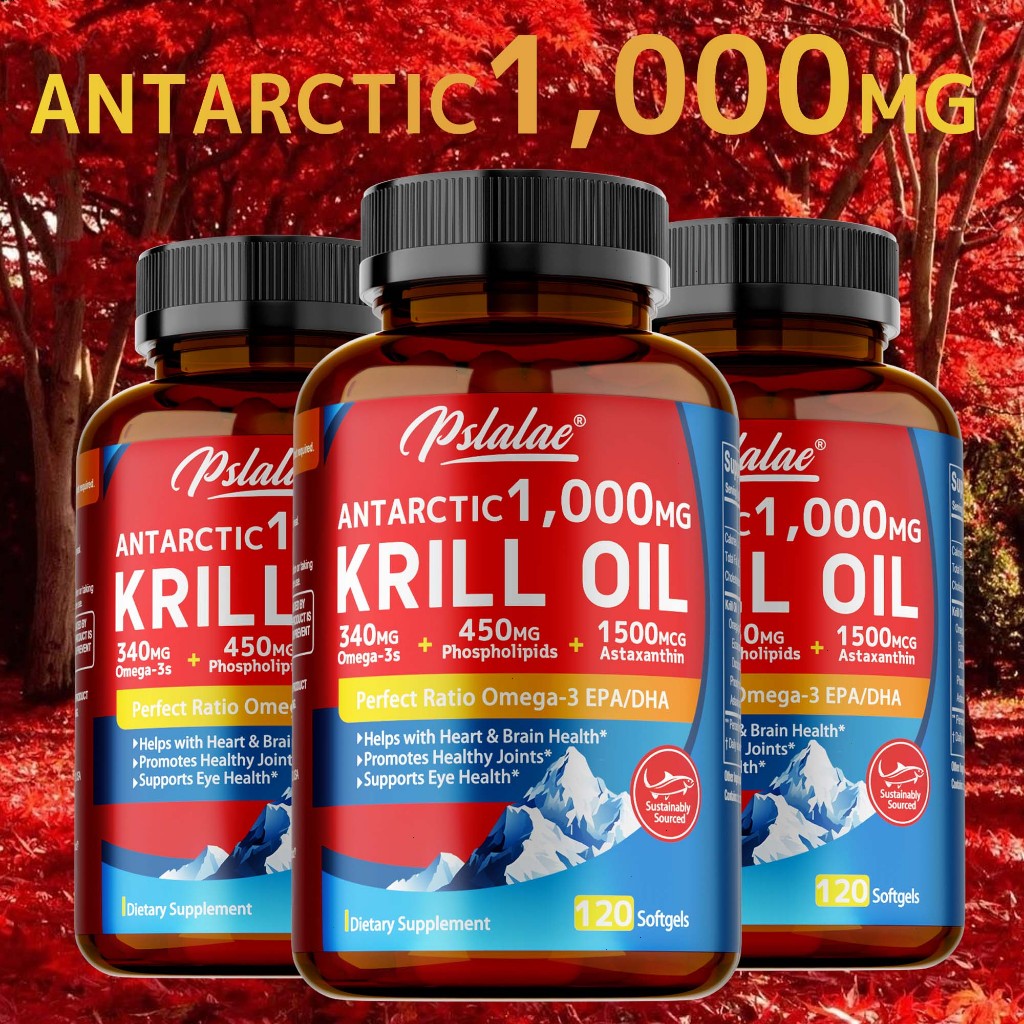 Pslalae Antarctic Krill Oil Omega 3 Supplement, 1000 mg capsules ...