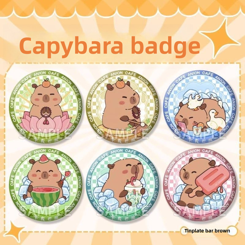 Capybara Shining Badge Set - Cartoon Cute Merchandise Badge Children ...