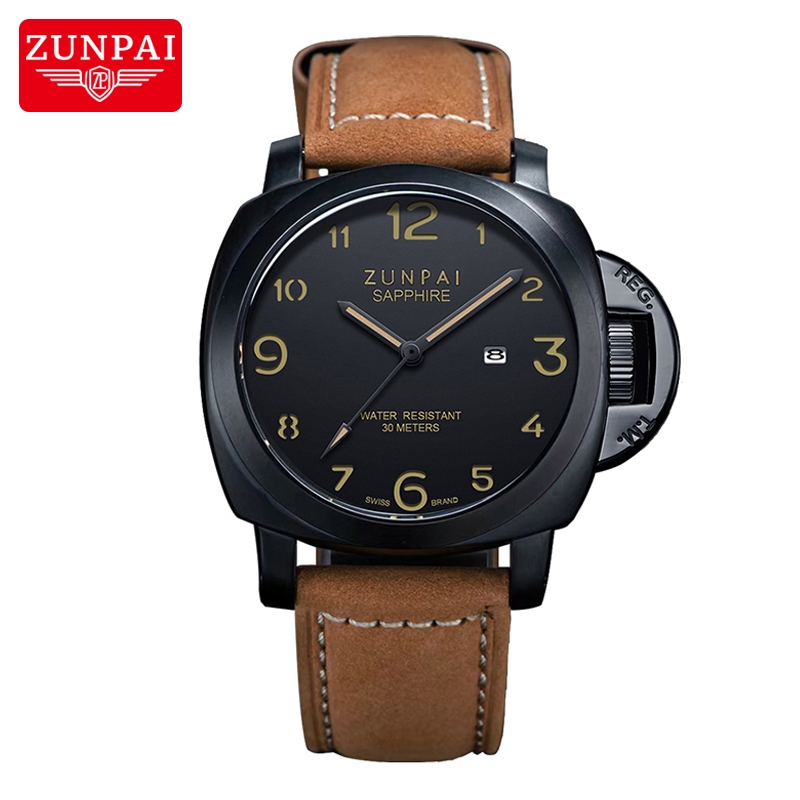 ZUNPAI Watch for Men Original Waterproof Leather Strap Men's Watch ...