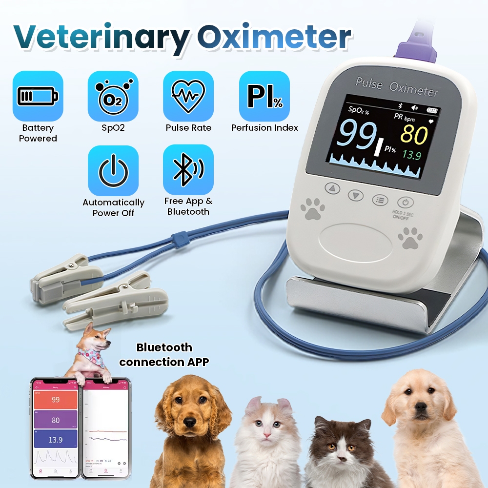 Veterinary Pulse Oximeter Bluetooth Dog Cat Animals Oxigen Saturation ...
