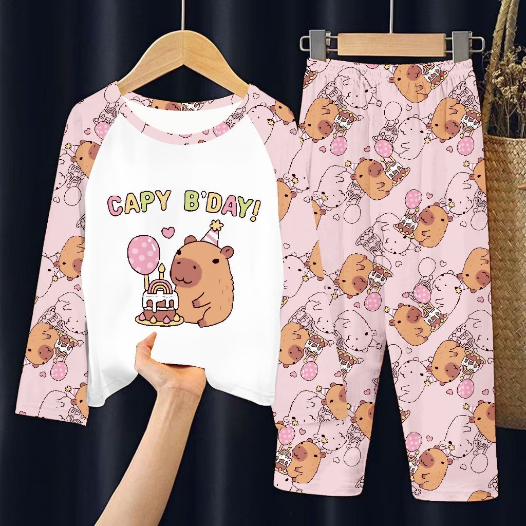 Capybara Children Pajamas 2025 Spring Summer Kids Thin Long Sleeve ...