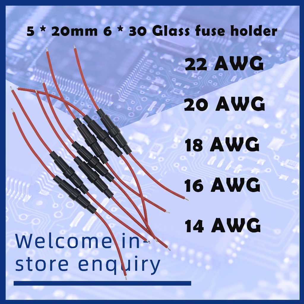 5 * 20 mm 6 * 30 mm Glass fuse holder Screw Type 22 20 18 16 14 AWG ...