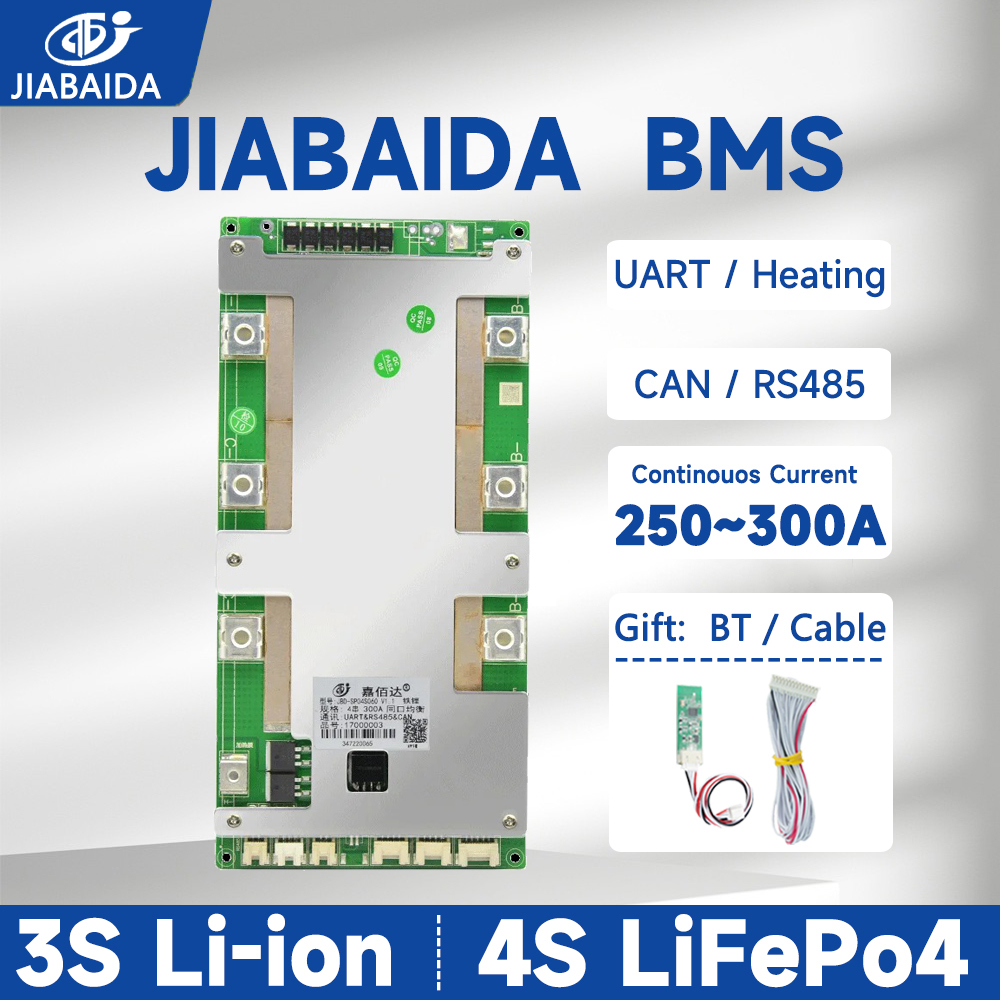 JIABAIDA Smart BMS 8S-24S Li-ion LiFePo4 10S 13S 16S 20S 40A-200A Charge BT UART RS485 CAN JBD ...