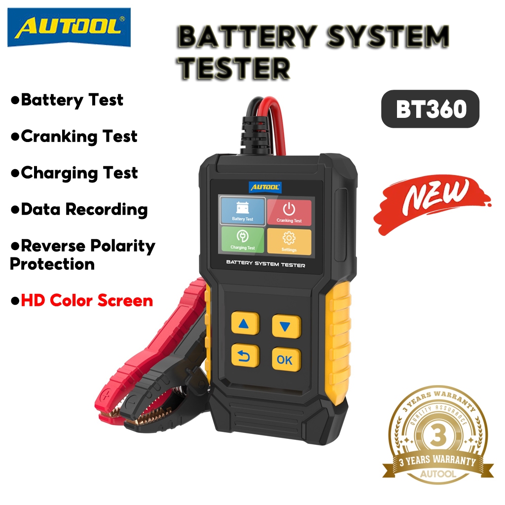 AUTOOL BT360 12V Car Battery Tester, Battery Analyzer Autumotive ...
