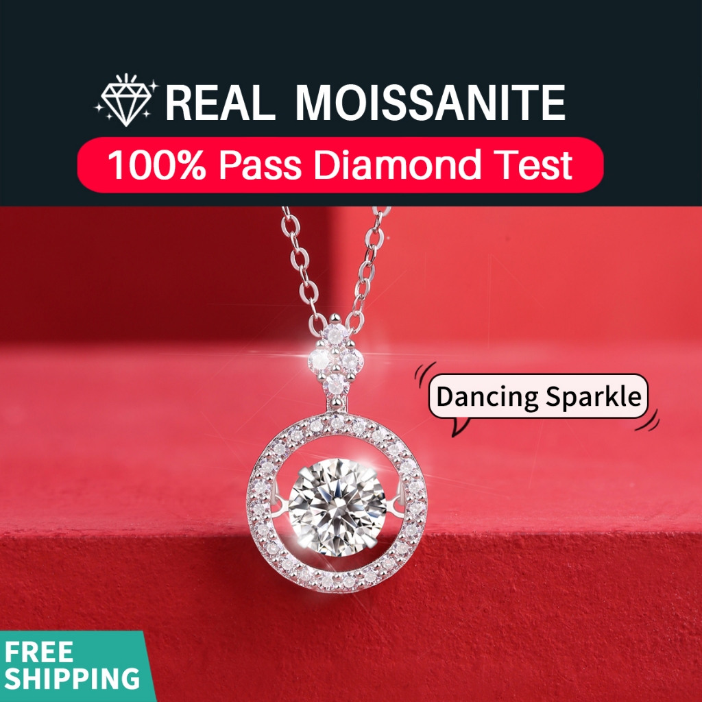Real Moissanite Dancing stone Necklace Luxury Diamond Necklace 100% ...