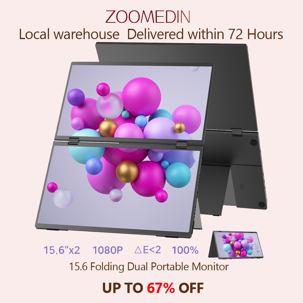Dual 15.6'' laptop screen extender 1080p FHD IPs Folding Monitor ...