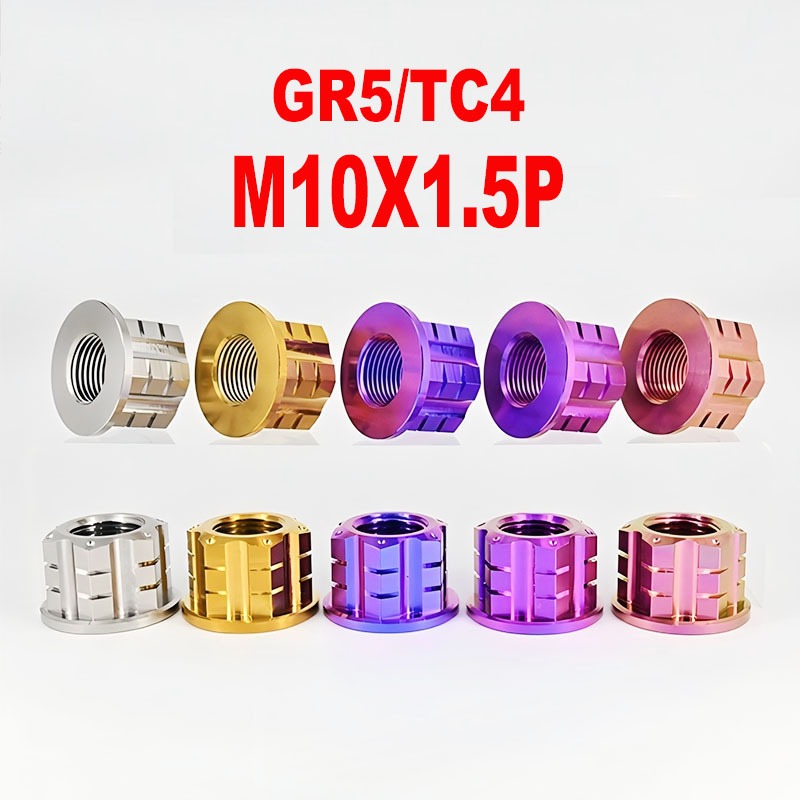 M10 TC4 GR5 Titanium Nuts M10X1.5 Pitch Flange Nut Hexagon Hex Ti Fastener for Motorcycle M10 ...