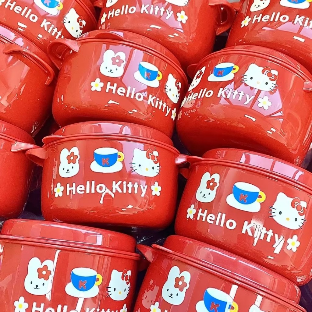 Hello Kitty Red Round Lunch Box Cute Portable Bento Box for Kids Adults ...