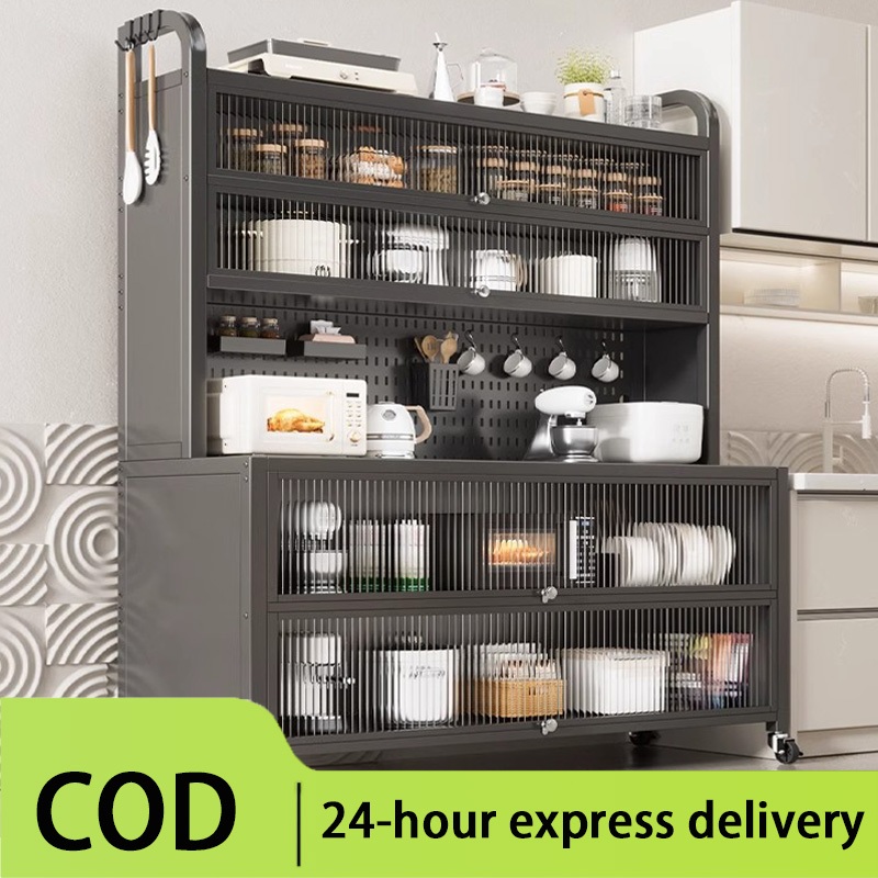 5-6 floors kitchen microwave storage rack with doors and wheels ...