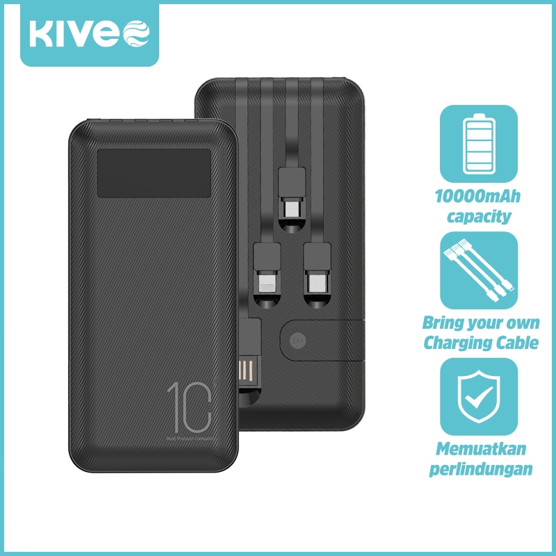 KIVEE Power Bank Built-in 4 Cables Digital Display With Bracket ...