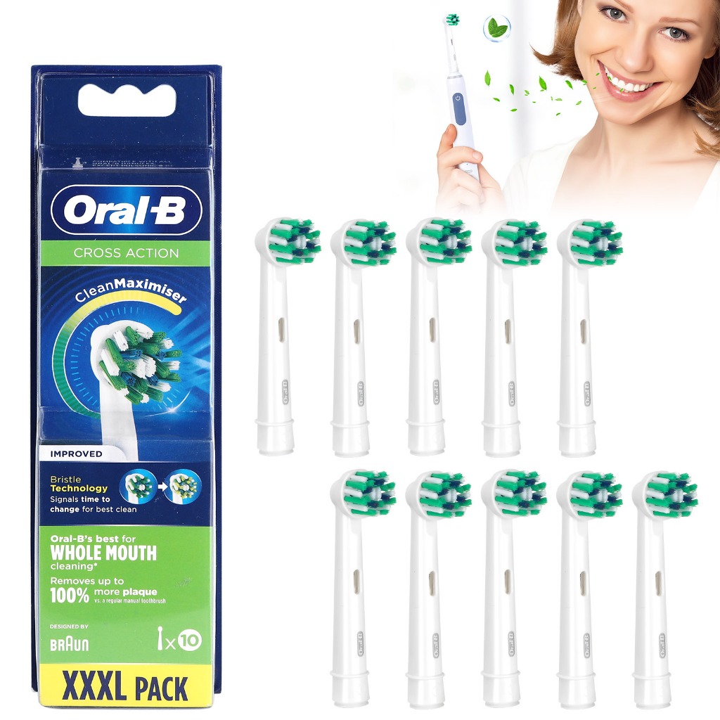 Oral-B CrossAction Toothbrush Heads EB50RB 10pcwith CleanMaximiser ...