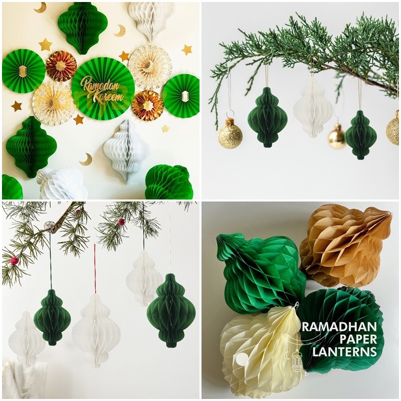 Ramadan Handmade Paper Honeycomb Ornament Festival Hanging Pendant ...