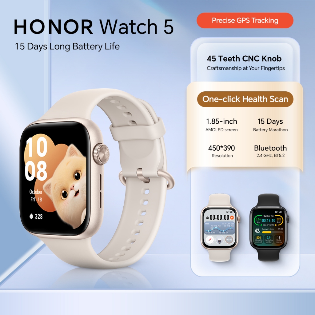 HONOR Watch 5 Smartwatch 15 Days Long Battery Life | Precise GPS ...
