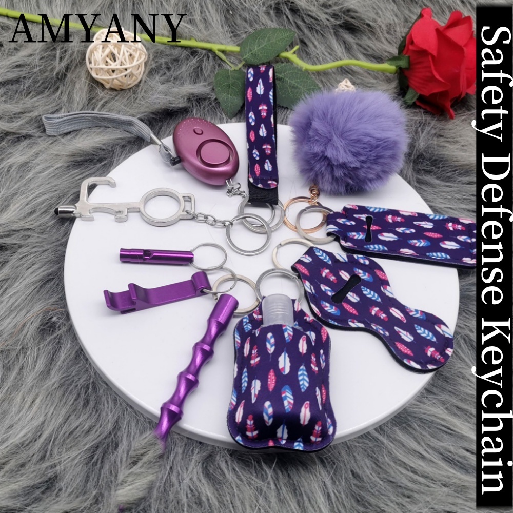 (Purple Feather) Keychains Kit for Girls with Personal Safety Alarm ...