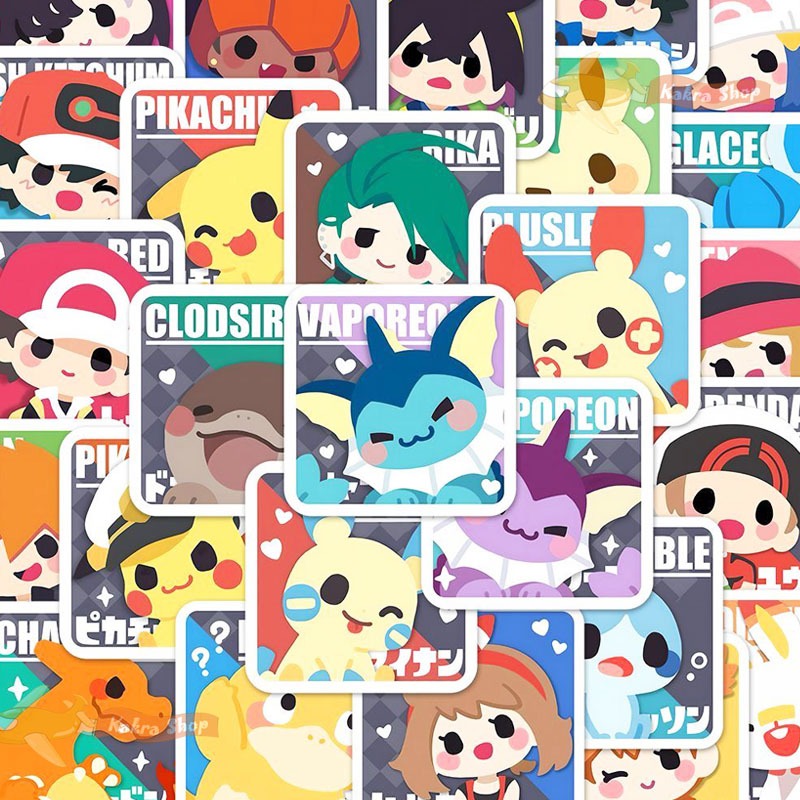 124pcs Pokemon Profile Picture Sticker Pocket Monster Pikachu Charizard ...