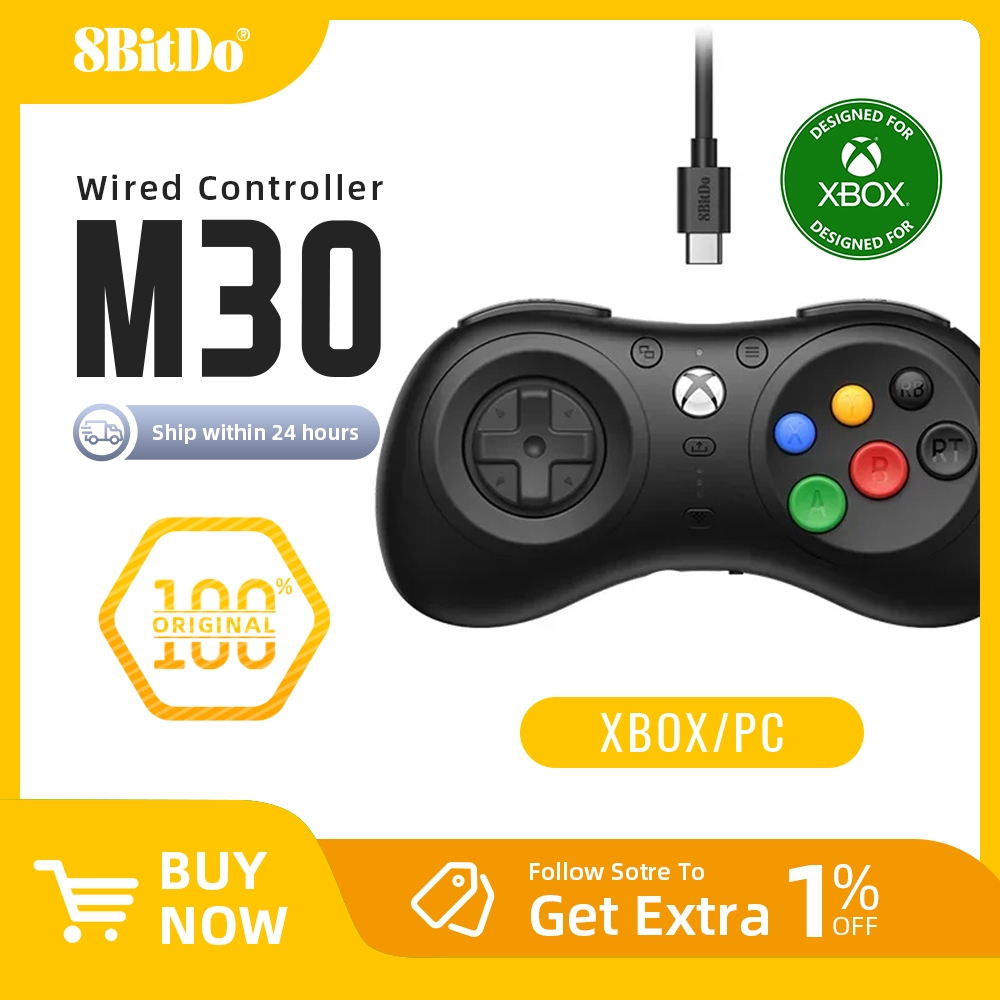 8Bitdo-M30 Wired Controller for Xbox Series X, S, Xbox One and Windows, with 6-button layout ...