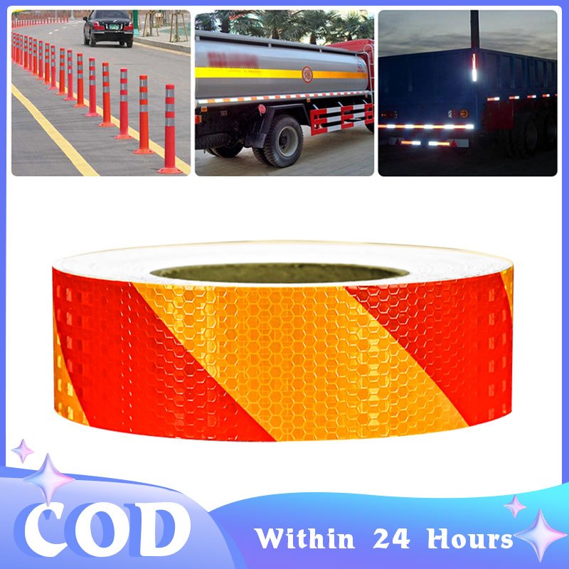 5CM*25M Diamond Grade Reflective Sticker Truck stickers Yellow and red ...