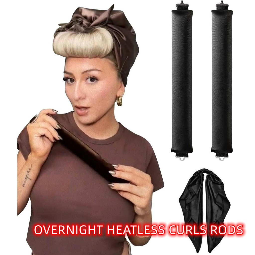 3Pcs Satin Hair Rollers/Heatless Curling Rod/with Hair Head Wrap ...