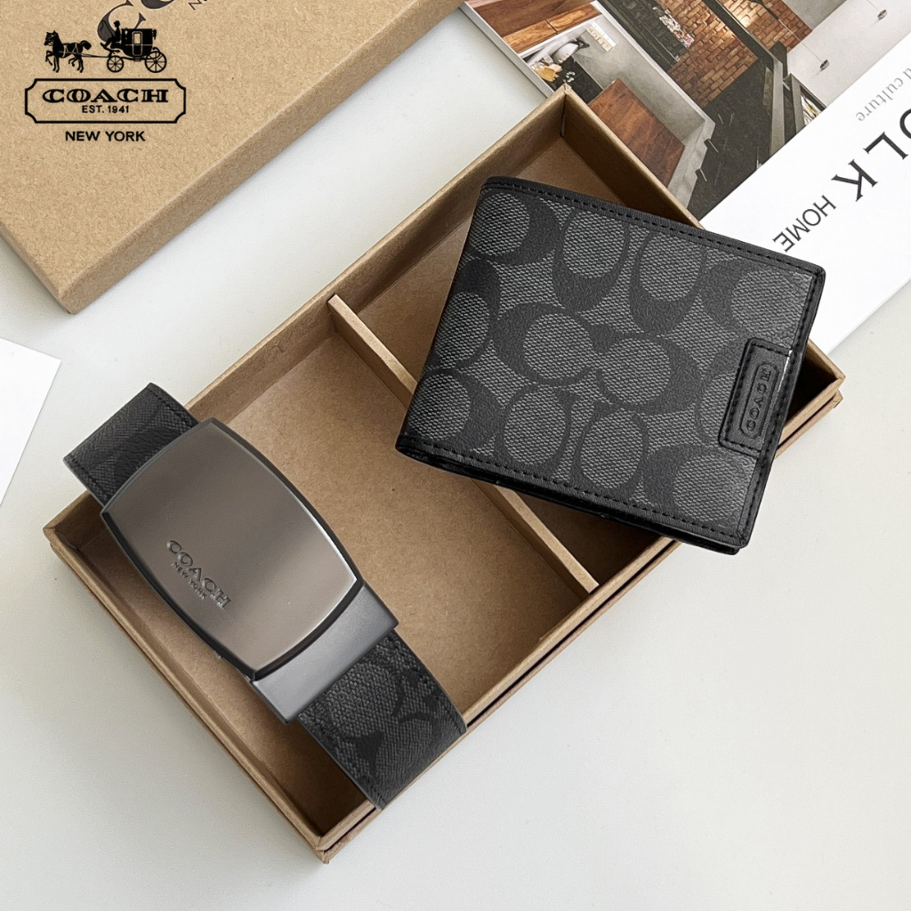 COACH {Bestseller} Short Wallet Men Classic Double Fold Wallet with ...