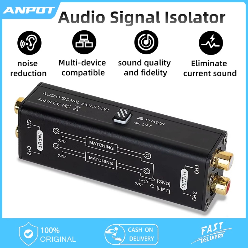 Portable 2 Channels RCA Ground Loop Isolator Professional Hum ...